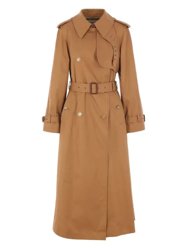 Chloé Long Belted Cotton Gabardine Trench Coat - Brown