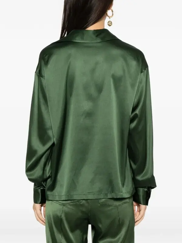 TOM FORD Stretch Silk Satin Polo Shirt - Green