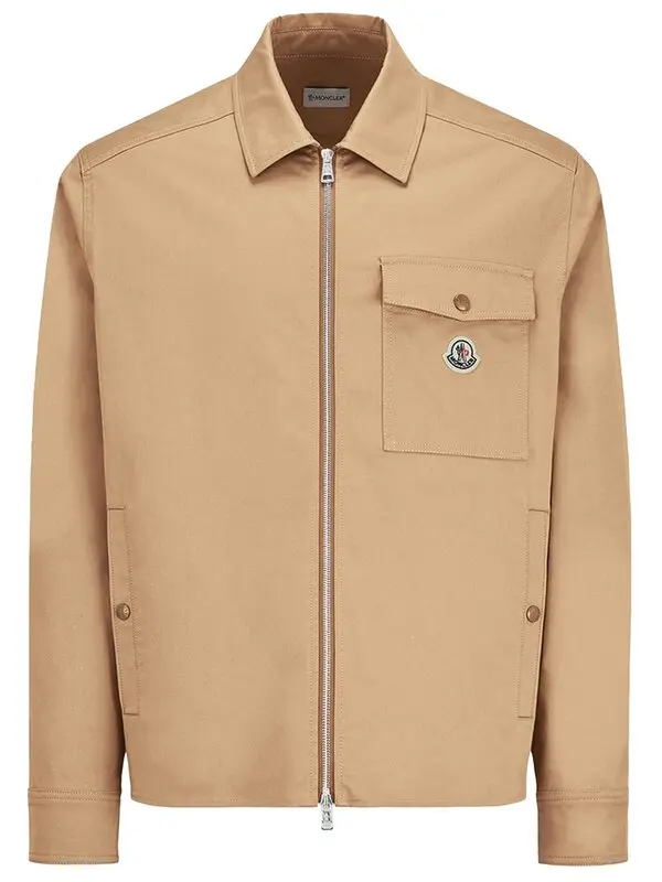 Moncler Cotton Blend Gabardine Shirt Jacket - Nude & Neutrals