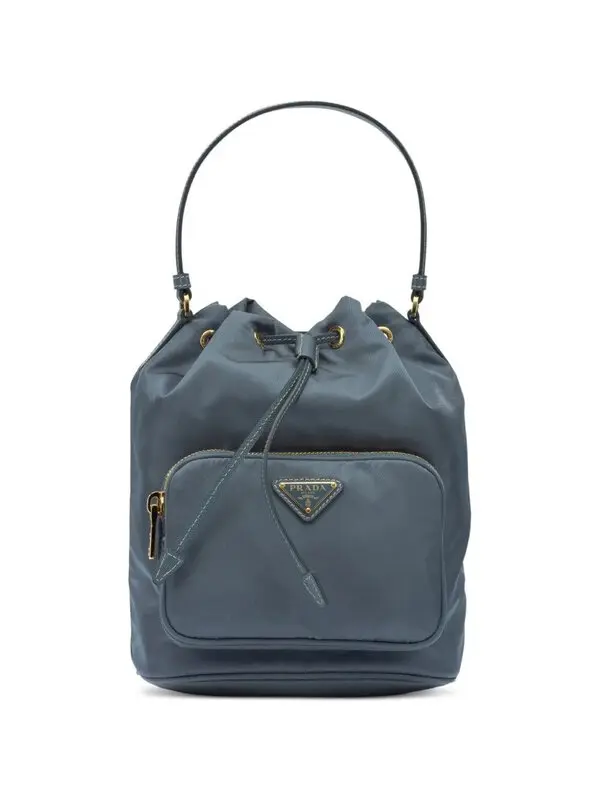 Prada Duet Bucket Bag In Re-nylon - Blue