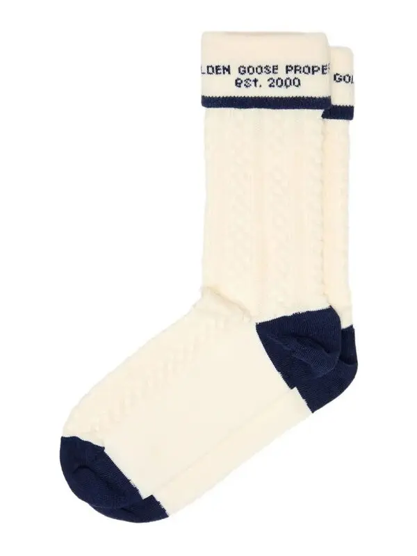 GOLDEN GOOSE Woven Embroidery Socks With Turn-up - Nude & Neutrals