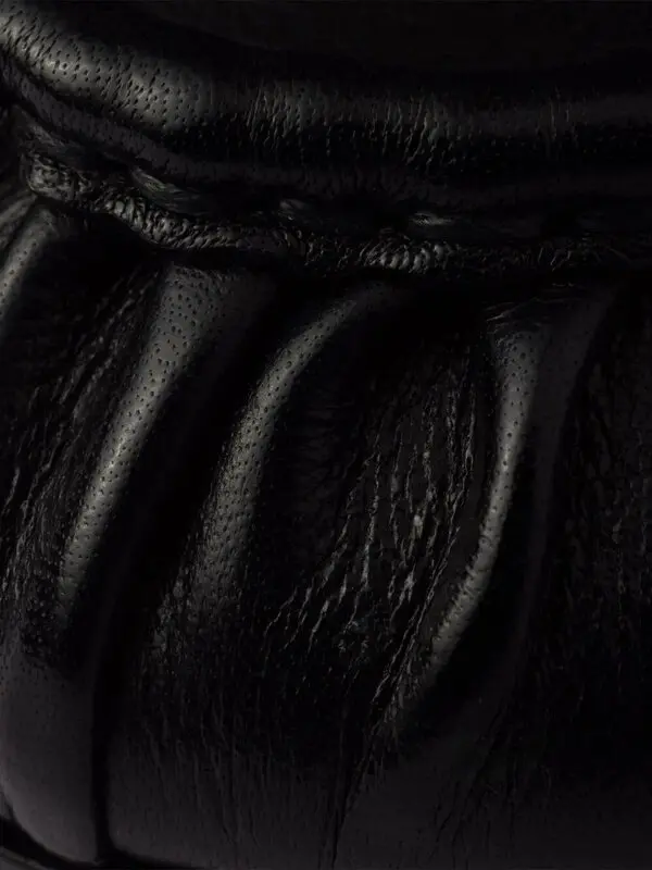 Prada Penny Loafers In Leather With Gathering - Black