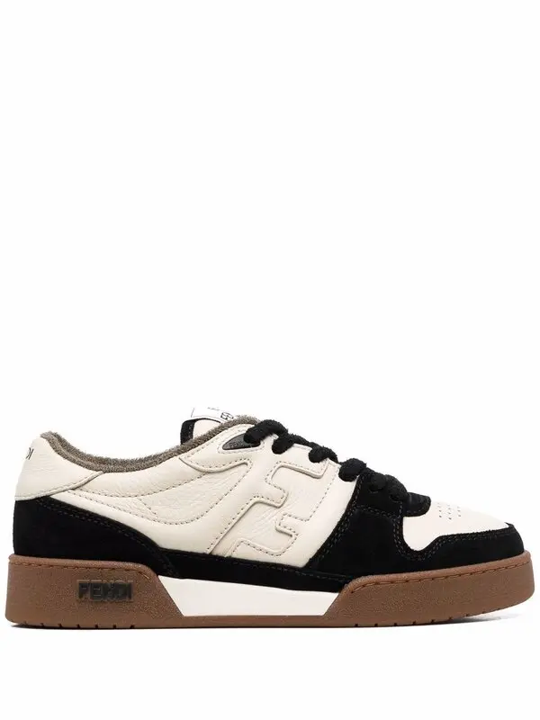 Fendi Match Leather And Suede Sneakers - Black