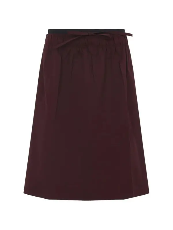 Prada Drawstring Poplin Midi Skirt