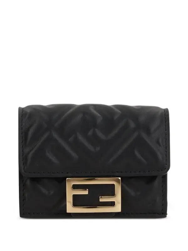 Fendi Micro Nappa Trifold Baguette Wallet - Black