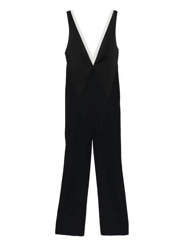 TOM FORD V-neck Contrast Jumpsuit - Black