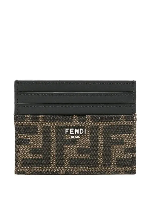 Fendi Ff Jacquard Fabric Cardholder - Brown
