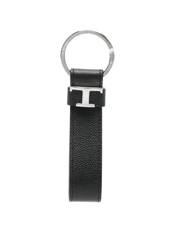 TOD`S Leather Keychain With T Timeless Logo