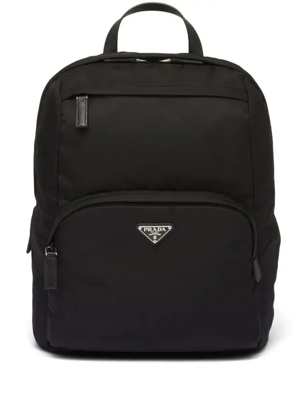 Prada Backpack In Re-nylon And Saffiano - Black