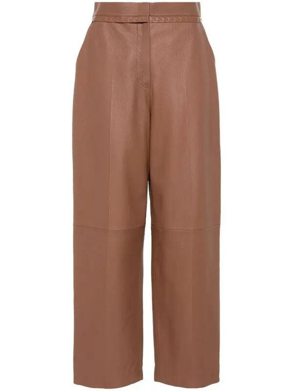 Fendi Leather Trousers - Brown