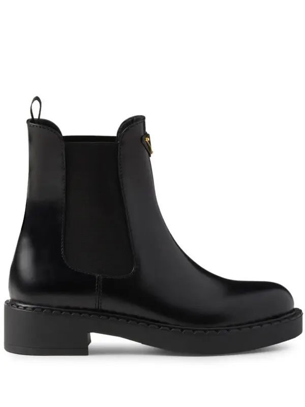 Prada Leather Ankle Boots - Black