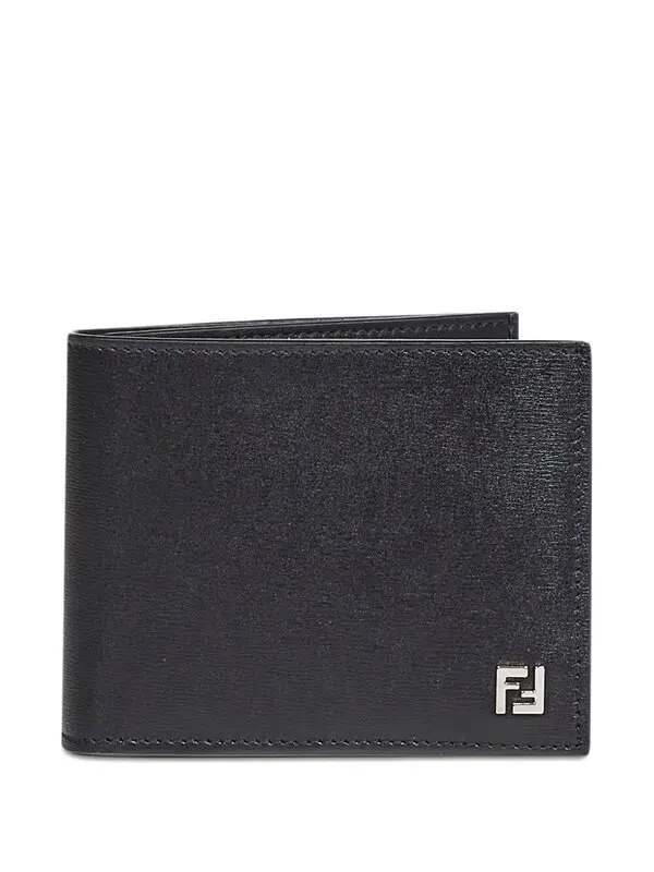 Fendi Squared Ff Bi-fold Wallet In Leather - Black