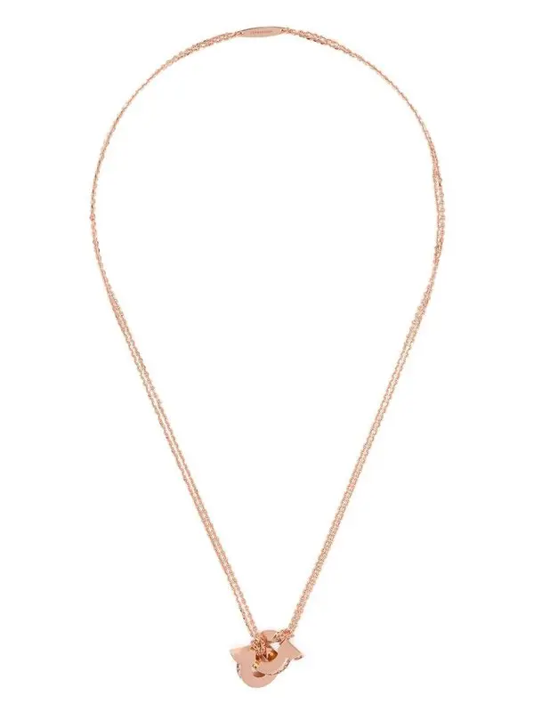 FERRAGAMO Double Gancini Pendant Necklace - Metallic
