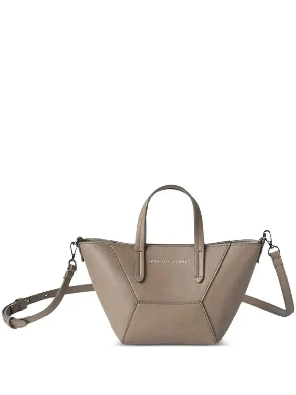 Brunello Cucinelli Bc Duo Mini Leather Bag - Grey