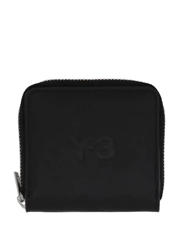 Y3 Leather Zip Wallet - Black