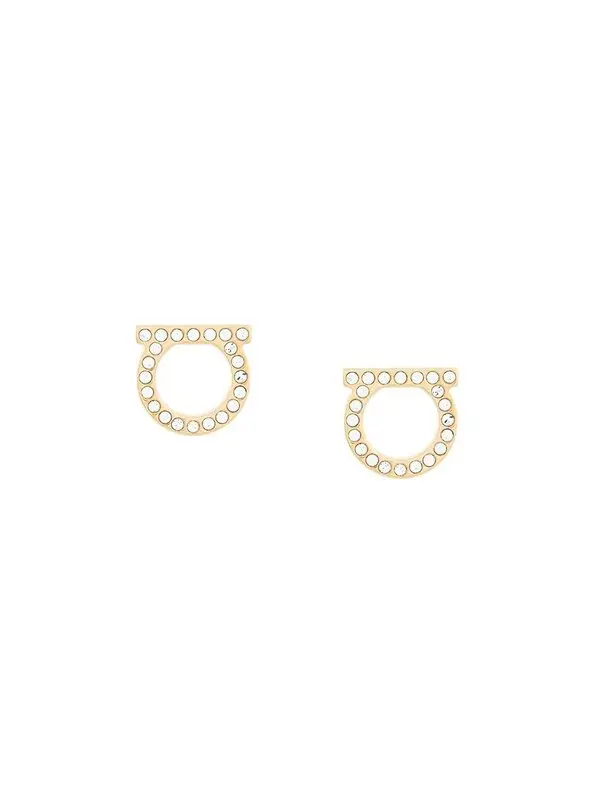 FERRAGAMO Gancini Crystal Stud Earrings - Metallic