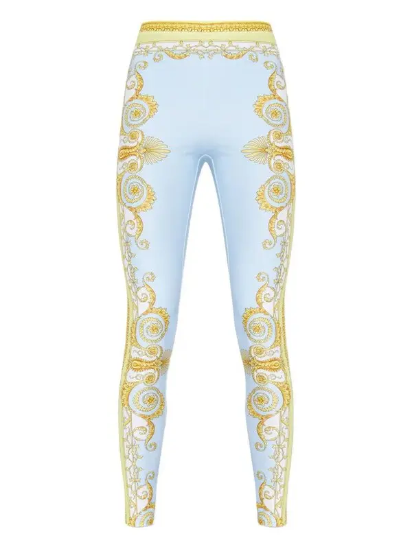 Versace Barocco Print Leggings - Blue
