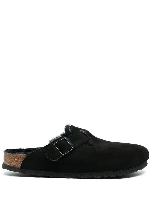 BIRKENSTOCK Boston Mule In Suede With Sheepskin Lining - Black