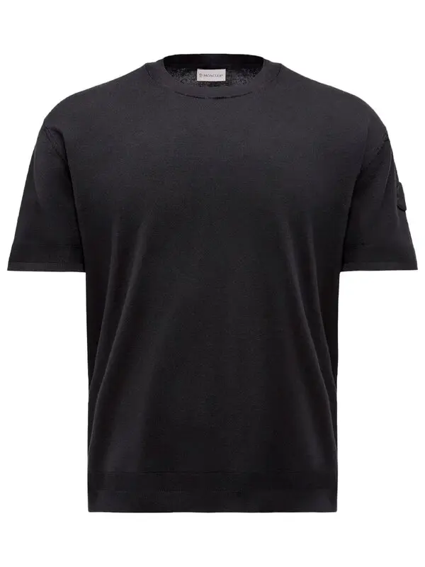 Moncler Silk & Cotton Knit T-shirt - Black