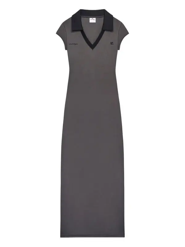 COURREGES Long Sports Polo Dress - Grey