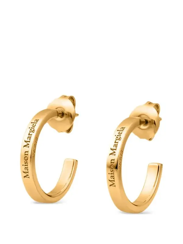 MAISON MARGIELA Hoop Earrings With Logo - Metallic