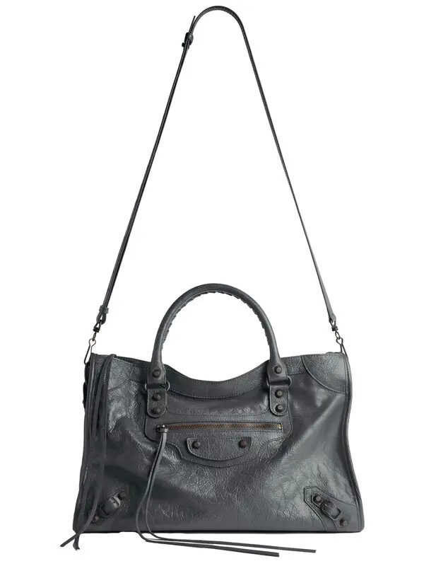 Balenciaga Le City Medium Arena Leather Bag - Grey