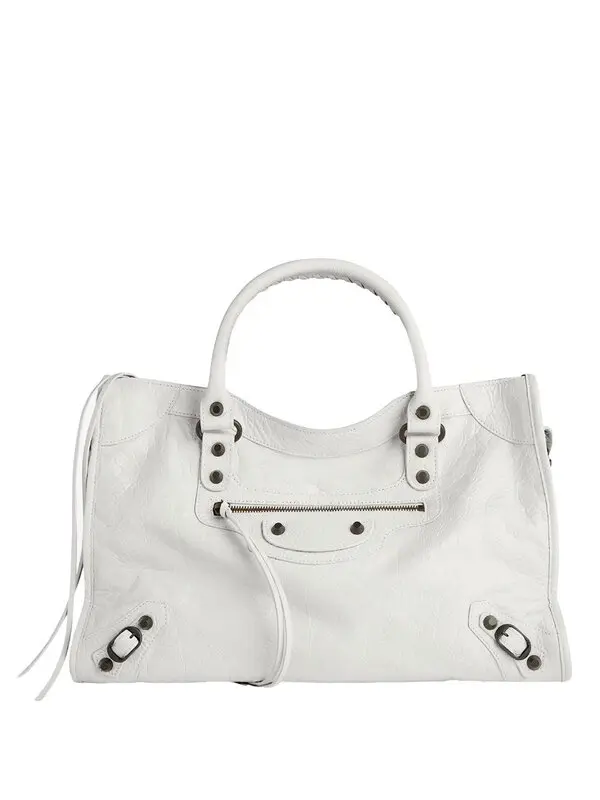 Balenciaga Le City Medium Arena Leather Bag - White