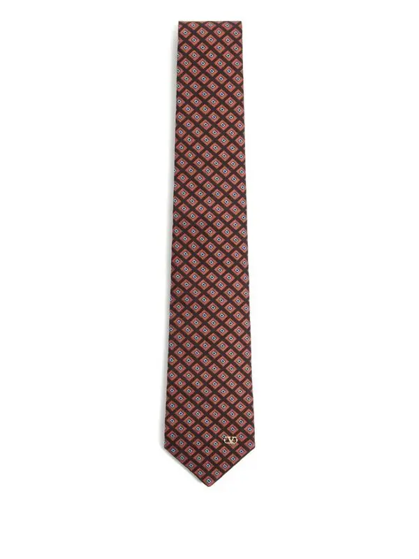 Valentino Garavani Jacquard Cotton Chamber Pattern Tie - Black