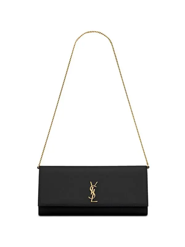 Saint Laurent Kate Clutch In Grain De Poudre Leather - Black