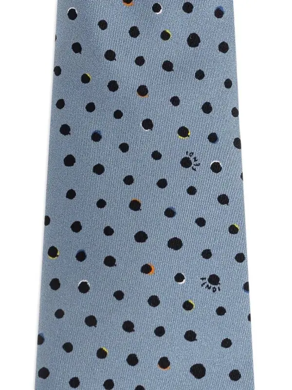 Fendi Silk Neck Tie With Micro Dots - Blue