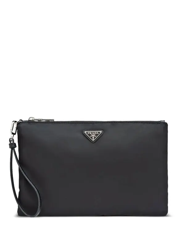 Prada Re-nylon And Saffiano Leather Pouch - Black