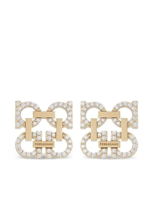 FERRAGAMO Four Gancini Crystal Earrings - Metallic