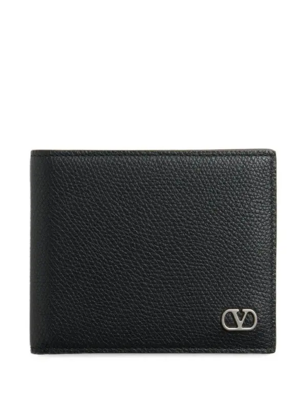 Valentino Garavani Bi-fold Vlogo Signature Wallet In Garnet Calf Leath - Black
