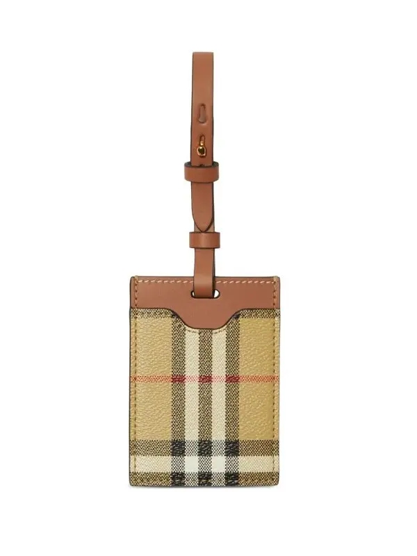 Burberry Check Leather Luggage Tag - Brown