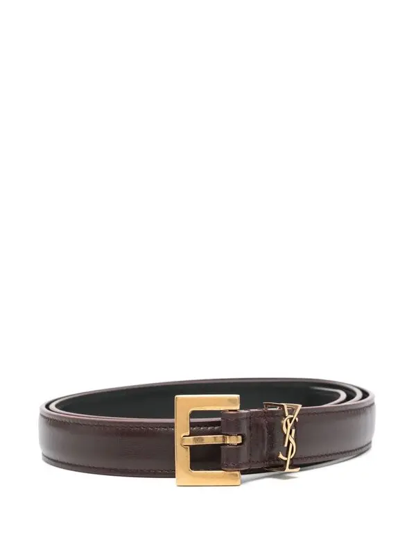 Saint Laurent Cassandre Thin Belt - Brown