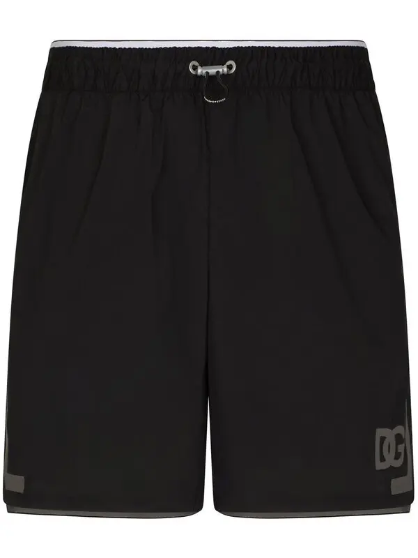 Dolce & Gabbana Thigh-length Monogram Swim Shorts - Black