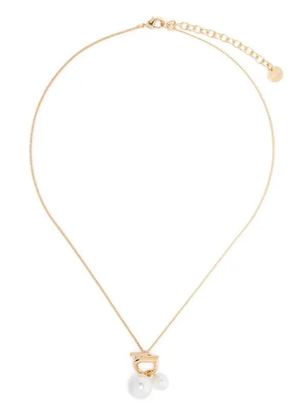 FERRAGAMO Faux-pearl Embellished Pendant Necklace - Metallic