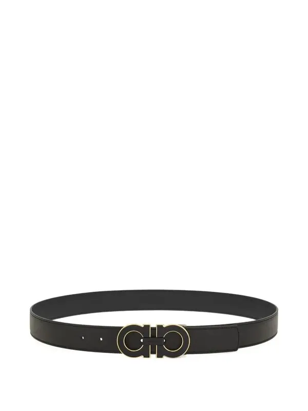 FERRAGAMO Reversible And Adjustable Double Gancini Belt - Black