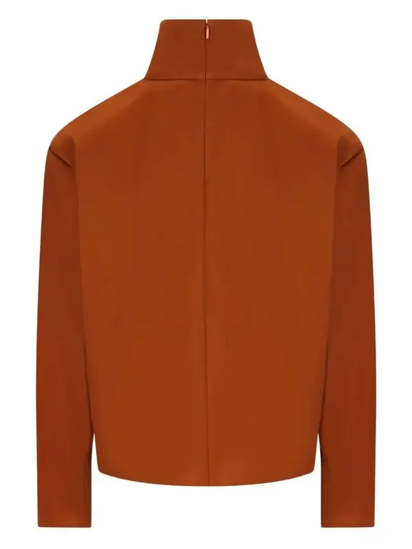 Saint Laurent High Neck Satin Top - Brown