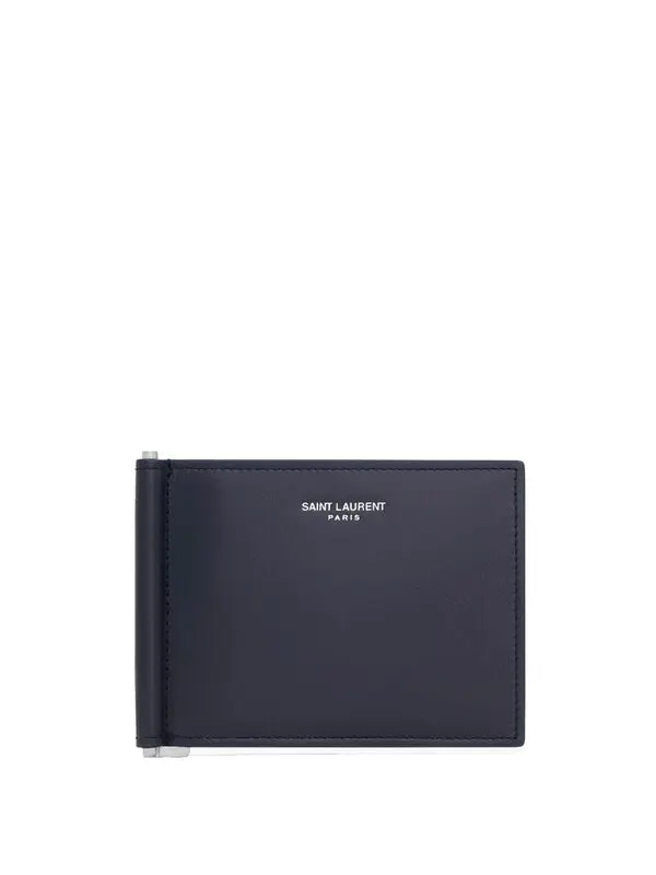 Saint Laurent Smooth Leather Wallet With Bill Holder - Blue