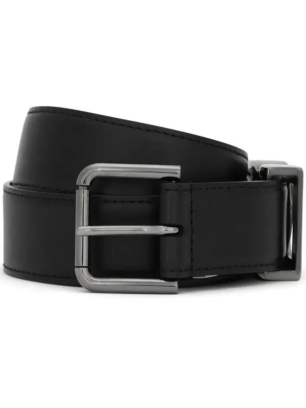 Dolce & Gabbana Calfskin Belt With Logo - Black