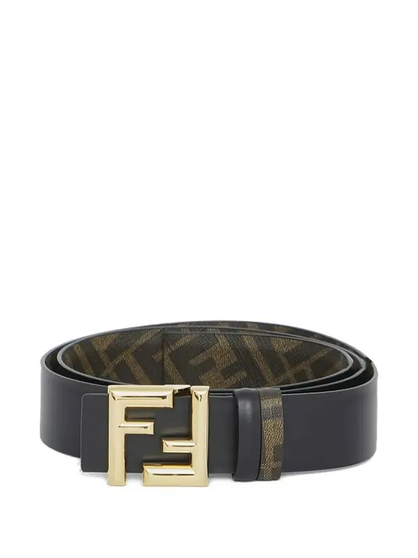 Fendi Logo Leather Belt - Black