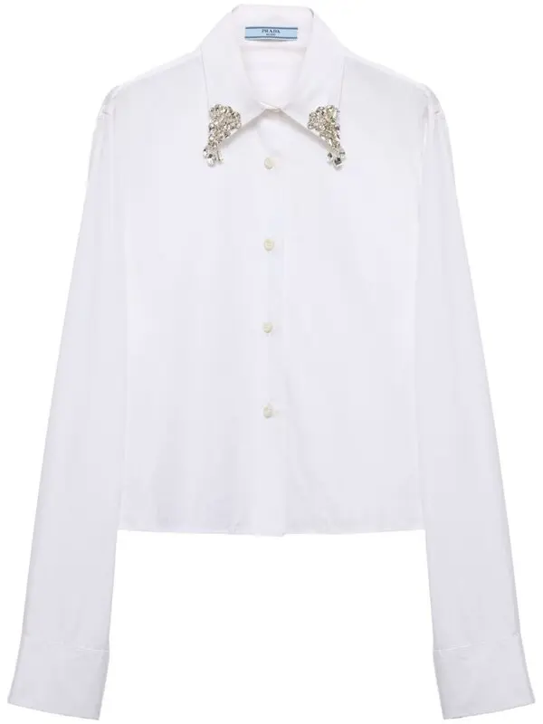 Prada Embroidered Poplin Boxy Shirt