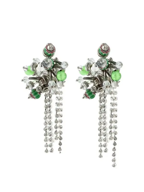 Dries Van Noten Embellished Pin Earrings - Green