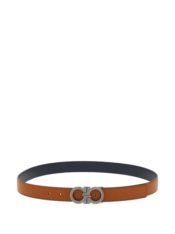 FERRAGAMO Reversible And Adjustable Gancini Belt - Brown