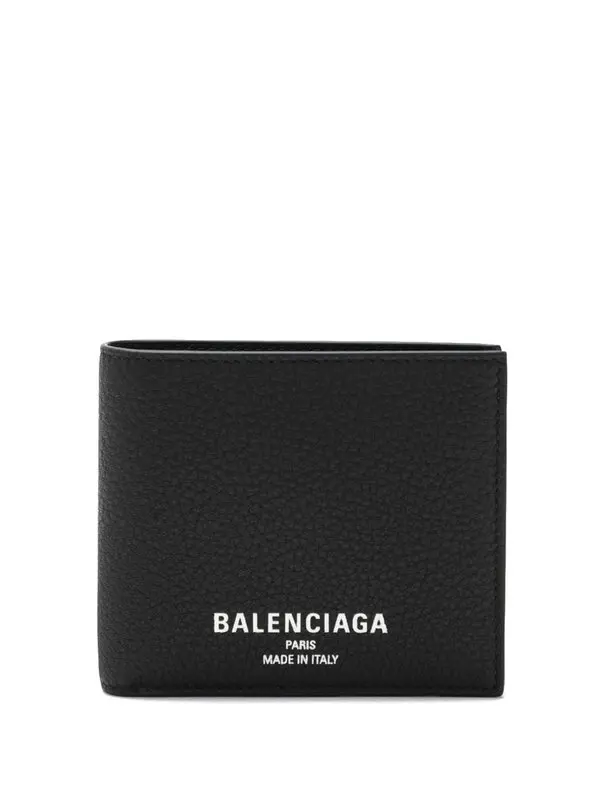 Balenciaga Hammered Leather Bi-fold Wallet - Black