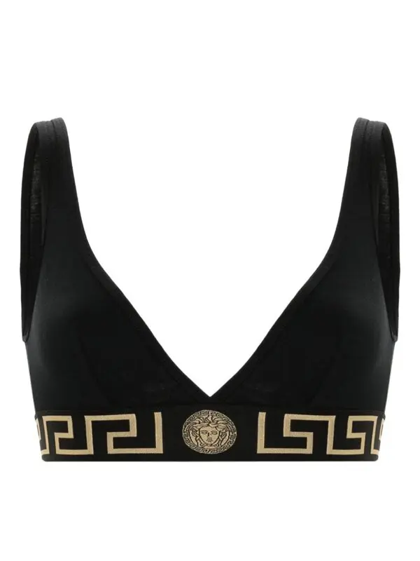 Versace Greca Border Triangle Bralette - Black