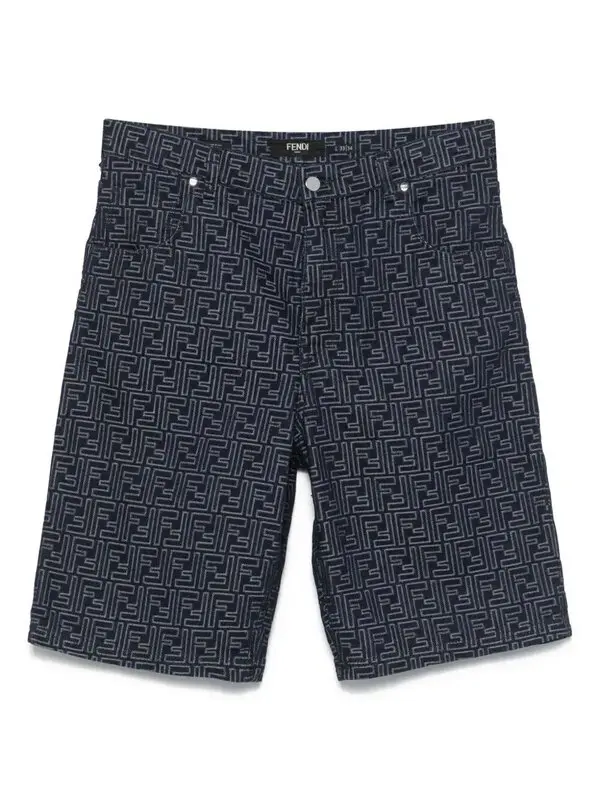 Fendi Jacquard Ff Denim Shorts - Blue