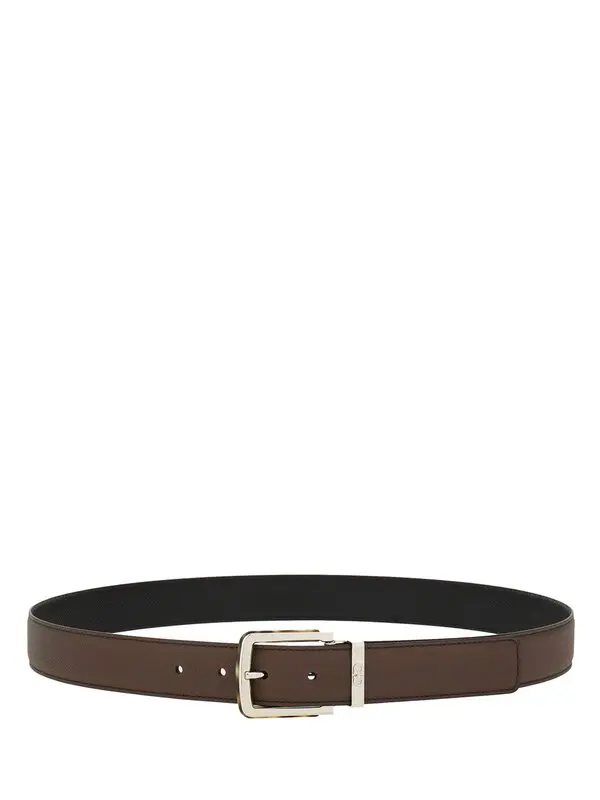 FERRAGAMO Reversible Two-tone Belt With Tortoise Shell Edge Buckle - Brown