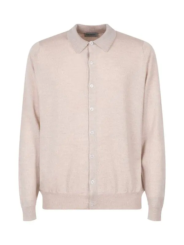 John Smedley Extrafine Merino Wool Polo Cardigan - Grey